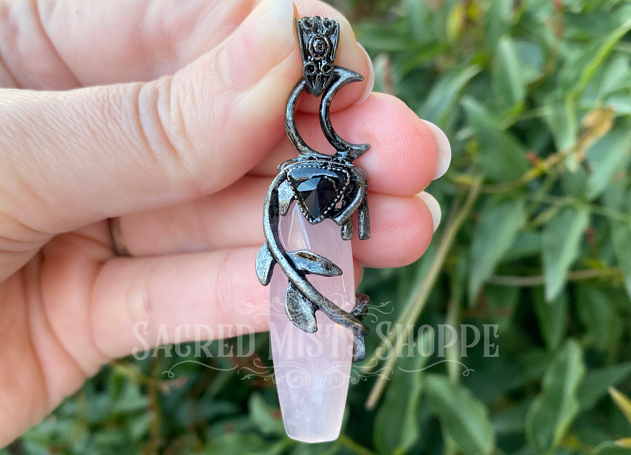 Rose Quartz Crystal Point Pendant | Sacred Mists Shoppe