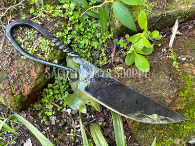 Hedge Witch Boline Forged Blackened Carbon Steel Knife for Ritual ...