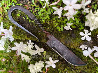 Imperfect Hedge Witch Boline: Forged Blackened Carbon Steel Knife for ...