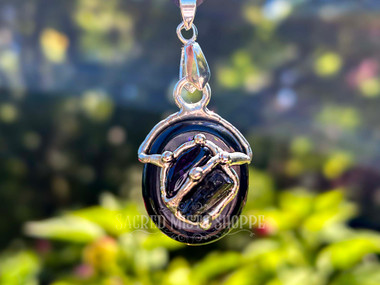 Protection Crystal Pendant Necklace with Obsidian, Amethyst, and Black ...