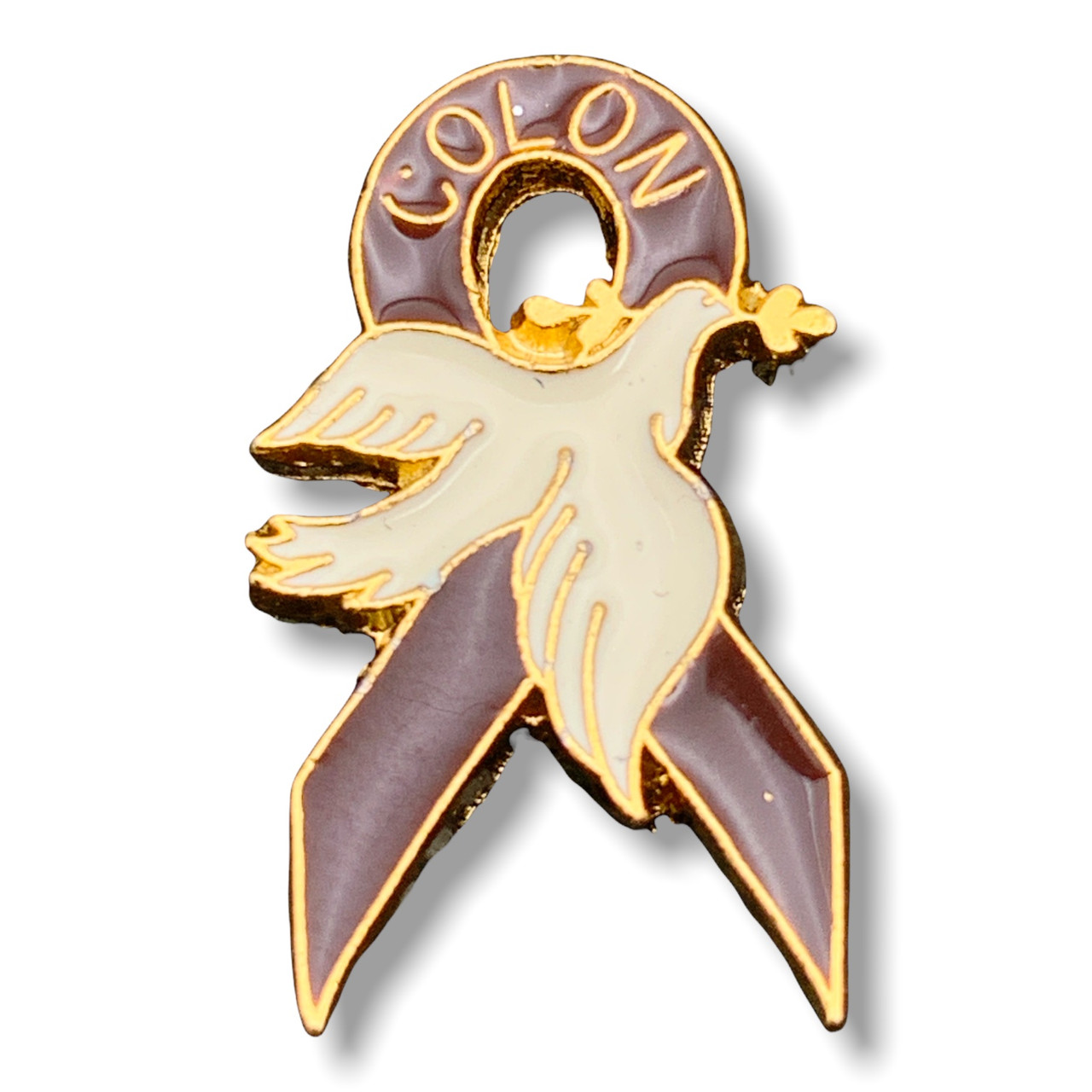 Colon Cancer awareness pin with dove | StockPins.com