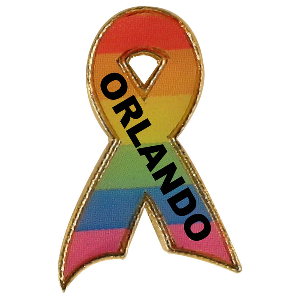 Orlando LGBTQ Rainbow Ribbon Gay Support Pin | StockPins.com