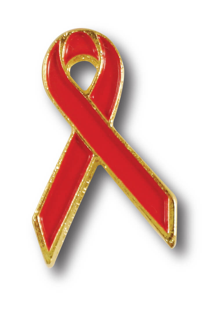 D07 Red Aids Awareness Ribbon Pin | StockPins.com