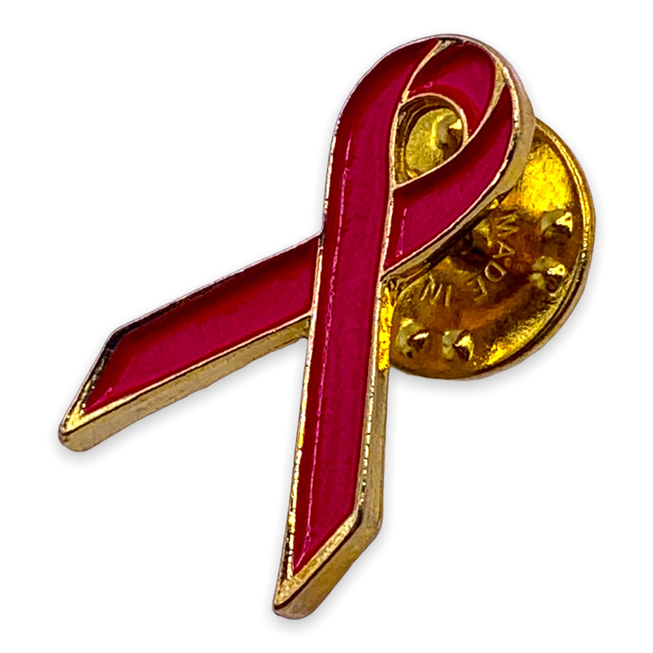 D07 Red Aids Awareness Ribbon Pin | StockPins.com