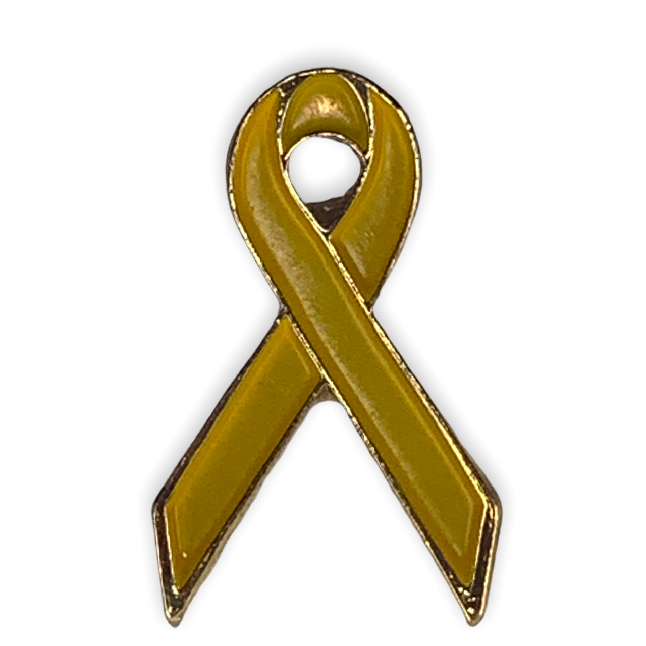 Yellow awareness ribbon lapel pin | Stockpins.com