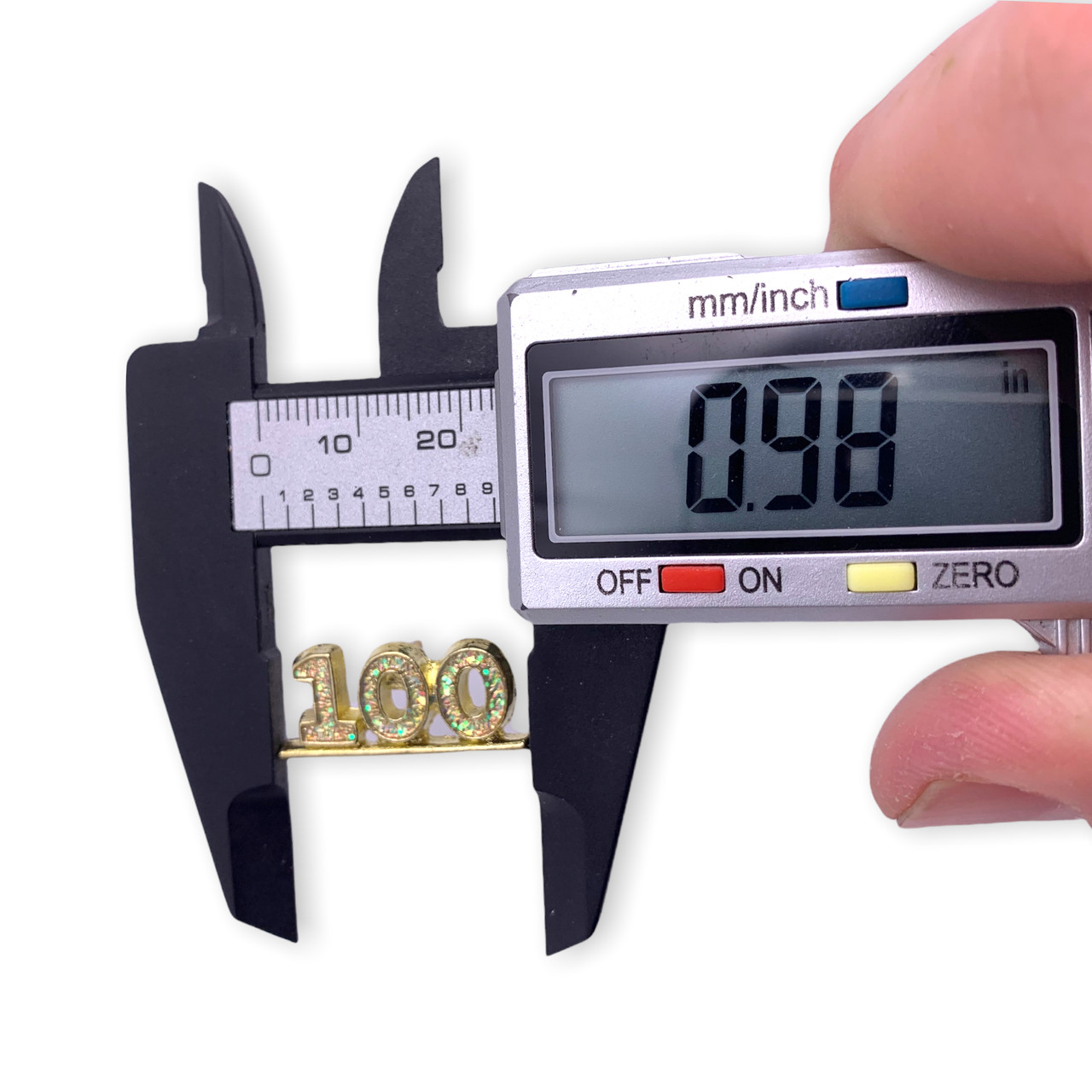 100 Lapel Pin | Glitter Number Lapel Pin | Stockpins.com