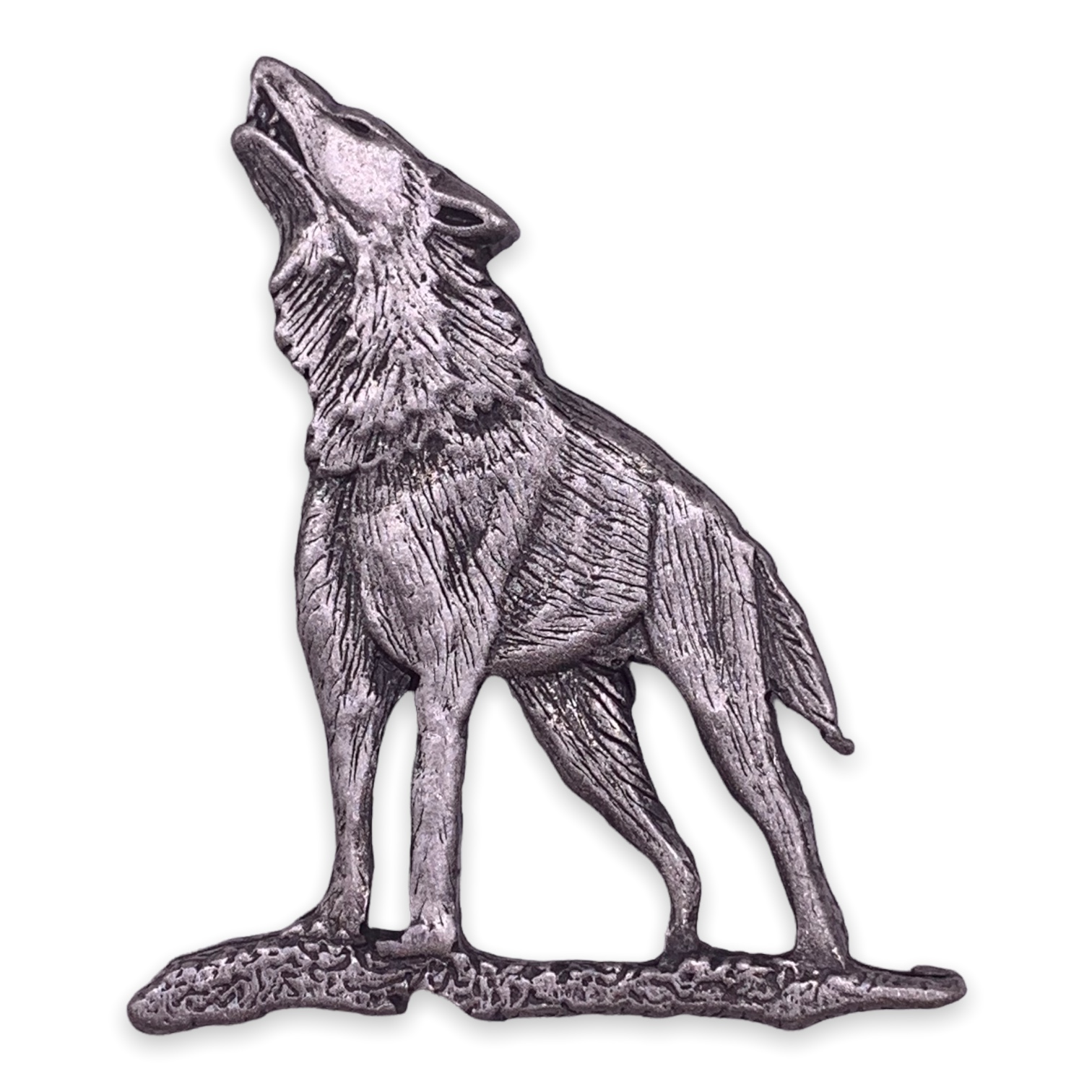 Howling lone wolf lapel pin | StockPins.com