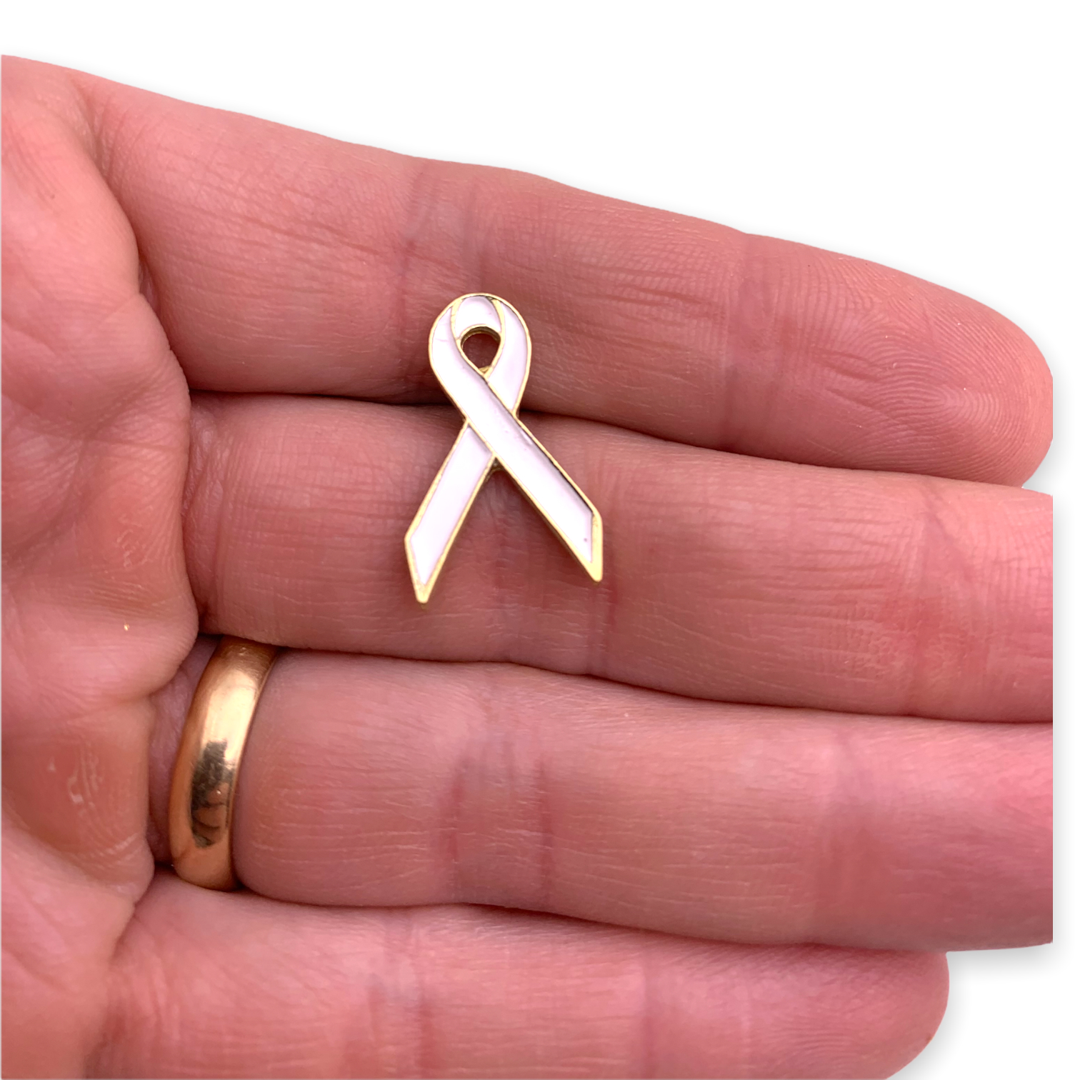 White Ribbon Lapel Pin | StockPins.com