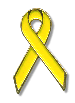 Yellow awareness ribbon lapel pin | Stockpins.com