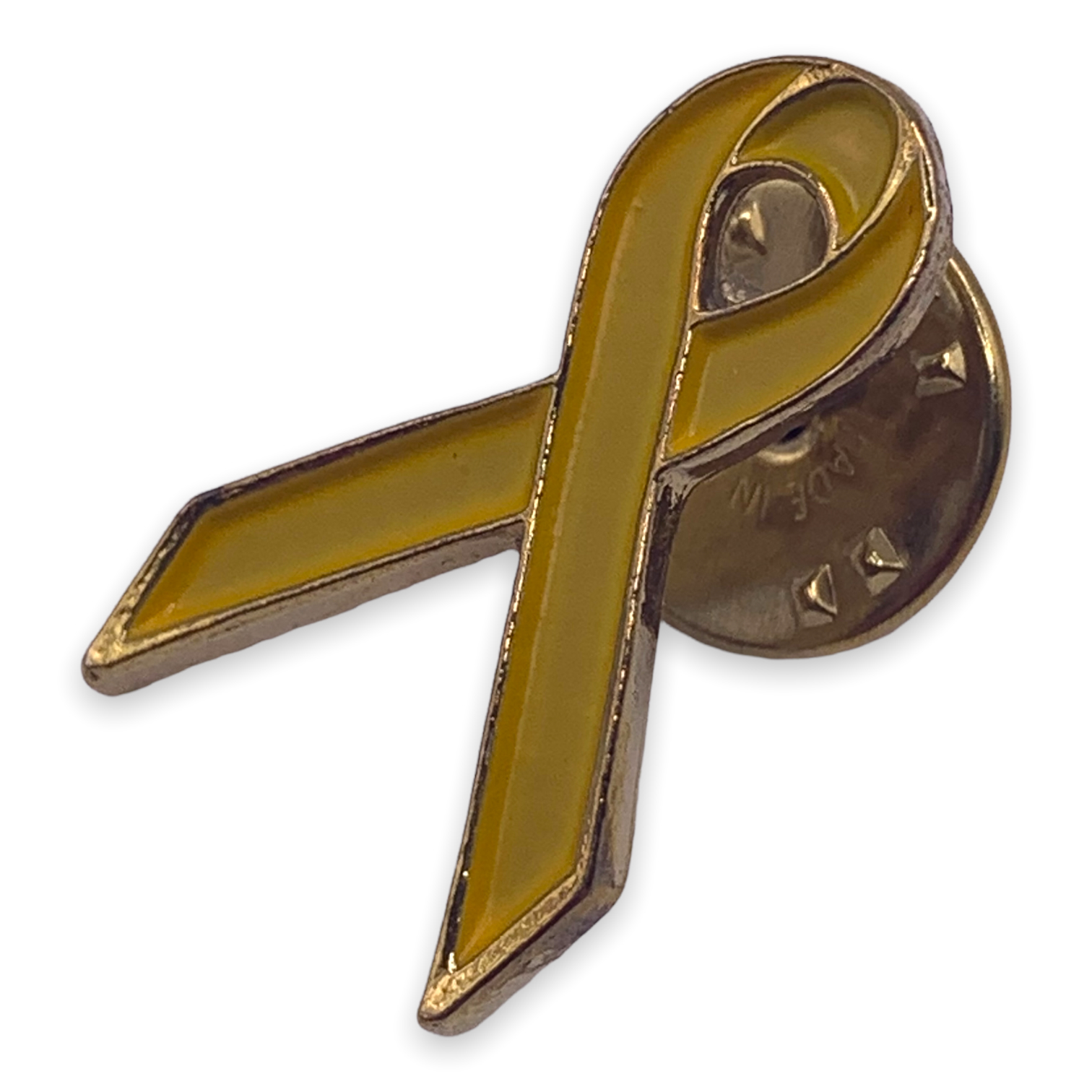 Yellow awareness ribbon lapel pin | Stockpins.com