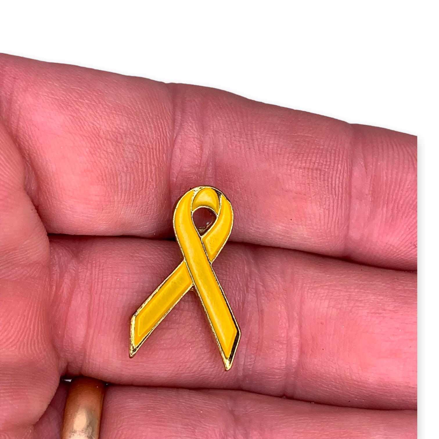 Yellow awareness ribbon lapel pin | Stockpins.com