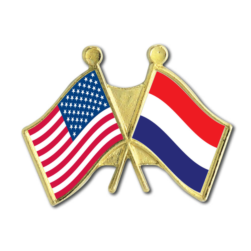 US Neatherlands Friendship Crossed Flags | StockPins.com