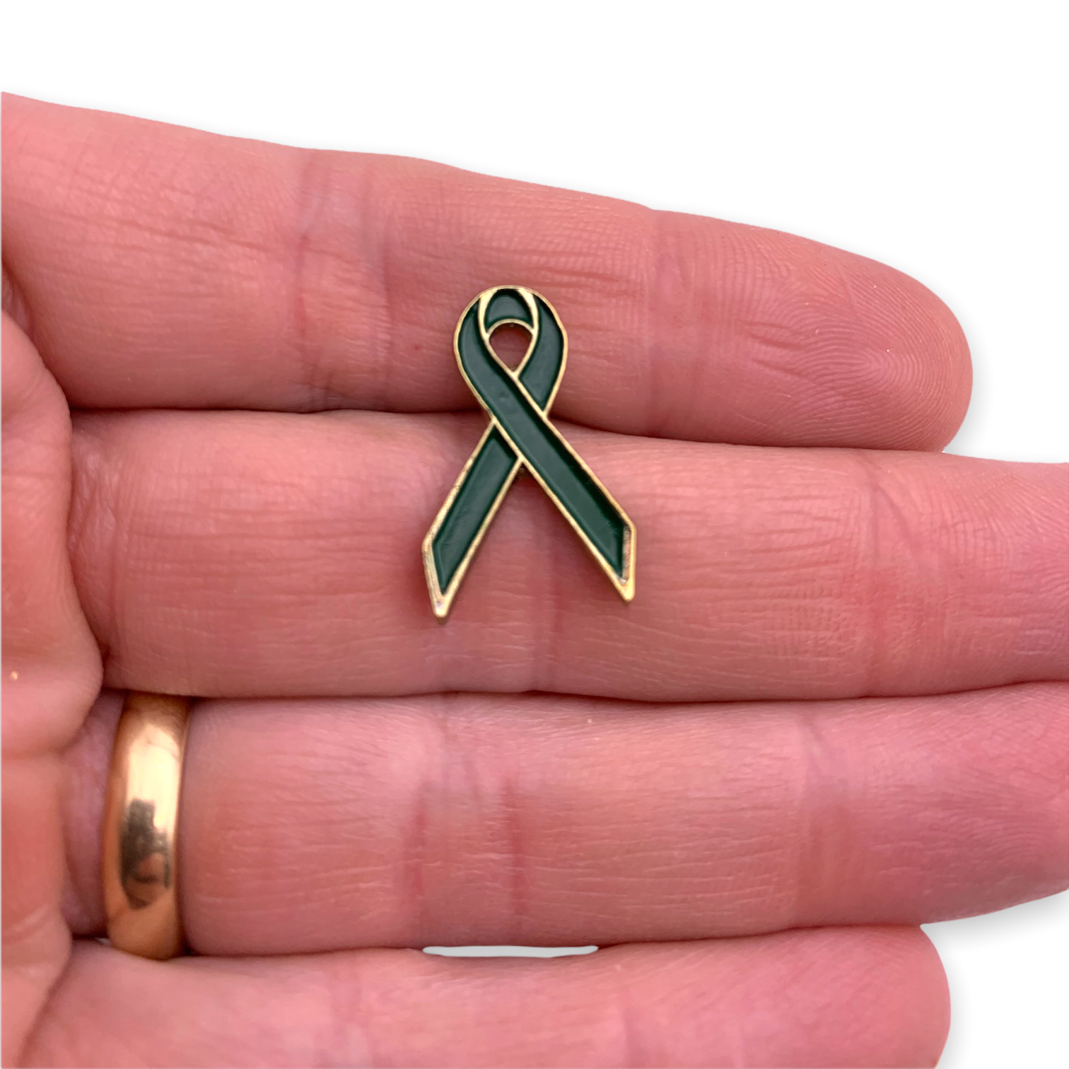 Green awareness ribbon lapel pin | StockPins.com