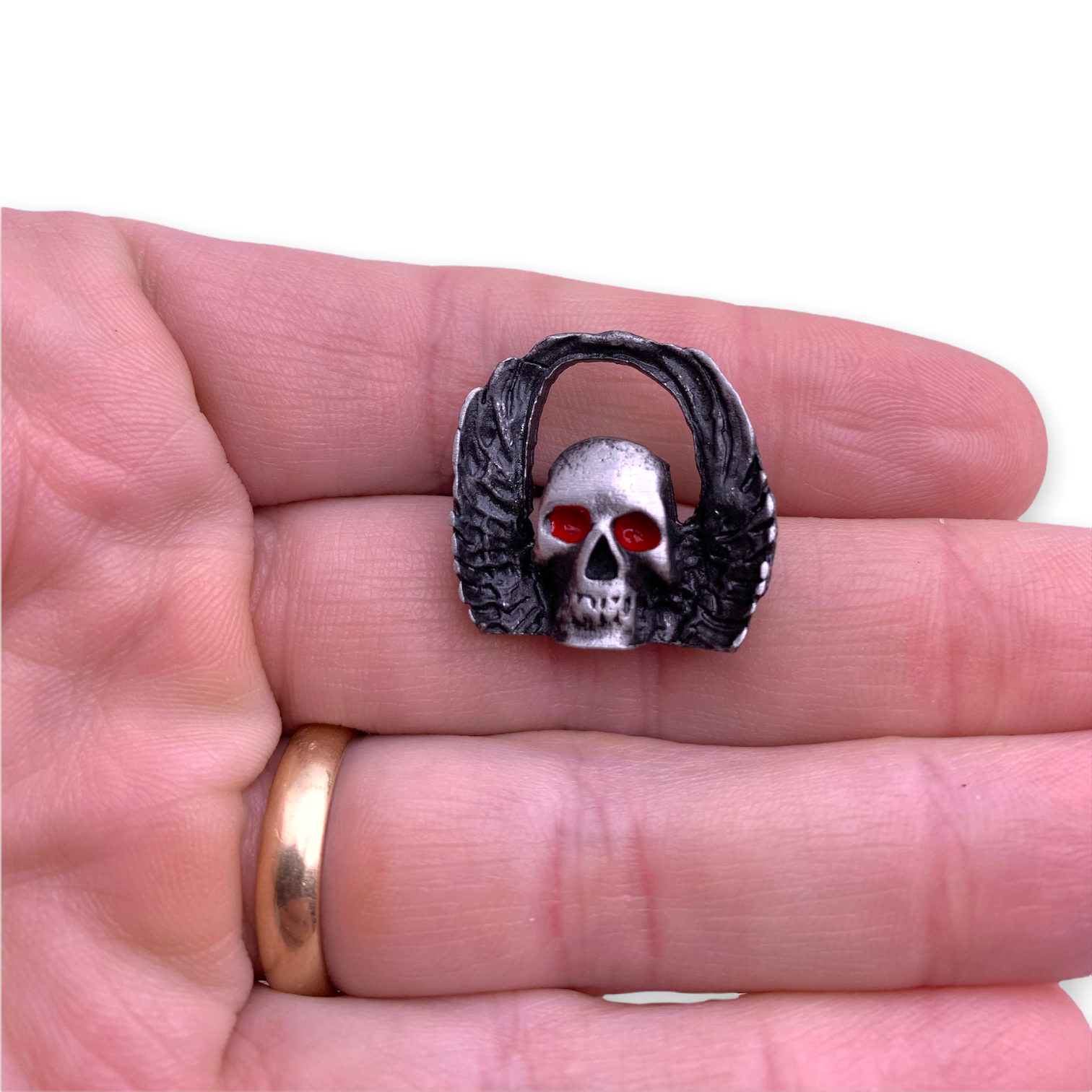 Skull with wings lapel pin | Biker Pins | StockPins.com