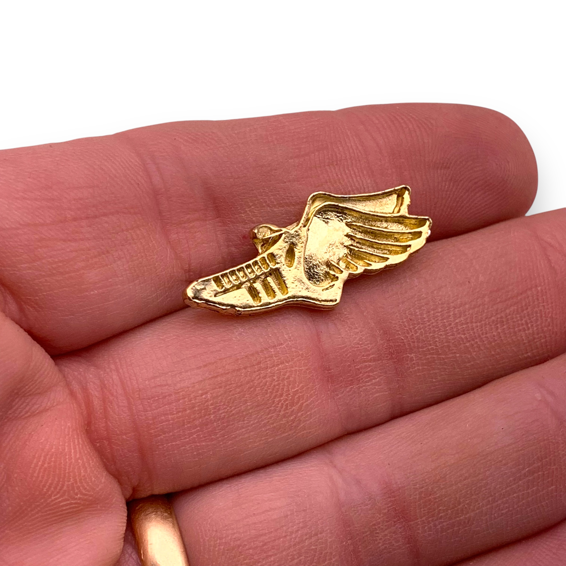 Winged Shoe Cross Country sports chenille pin | StockPins.com
