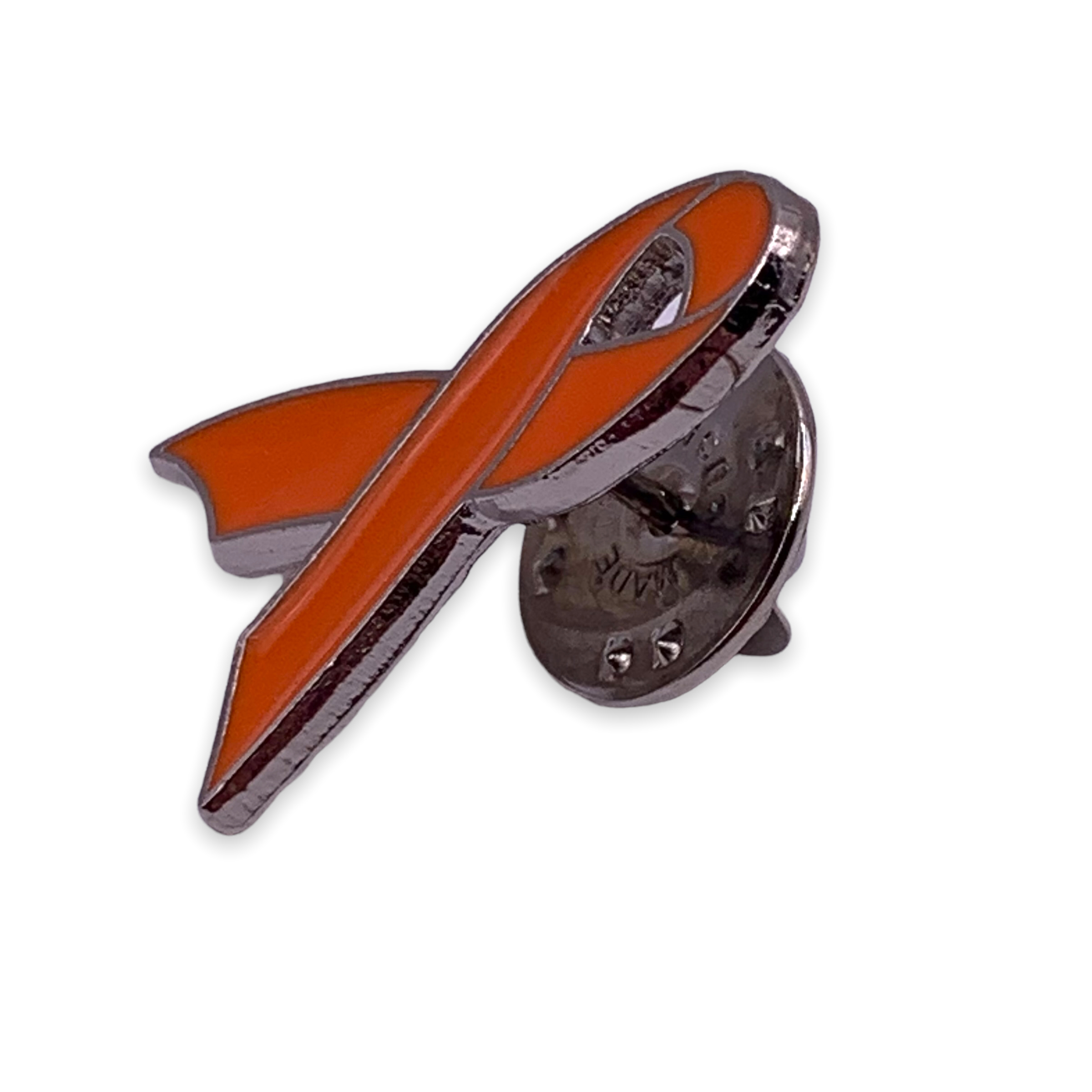 Leukemia MS Ribbon | Orange Awareness Ribbon Lapel Pin | StockPins.com