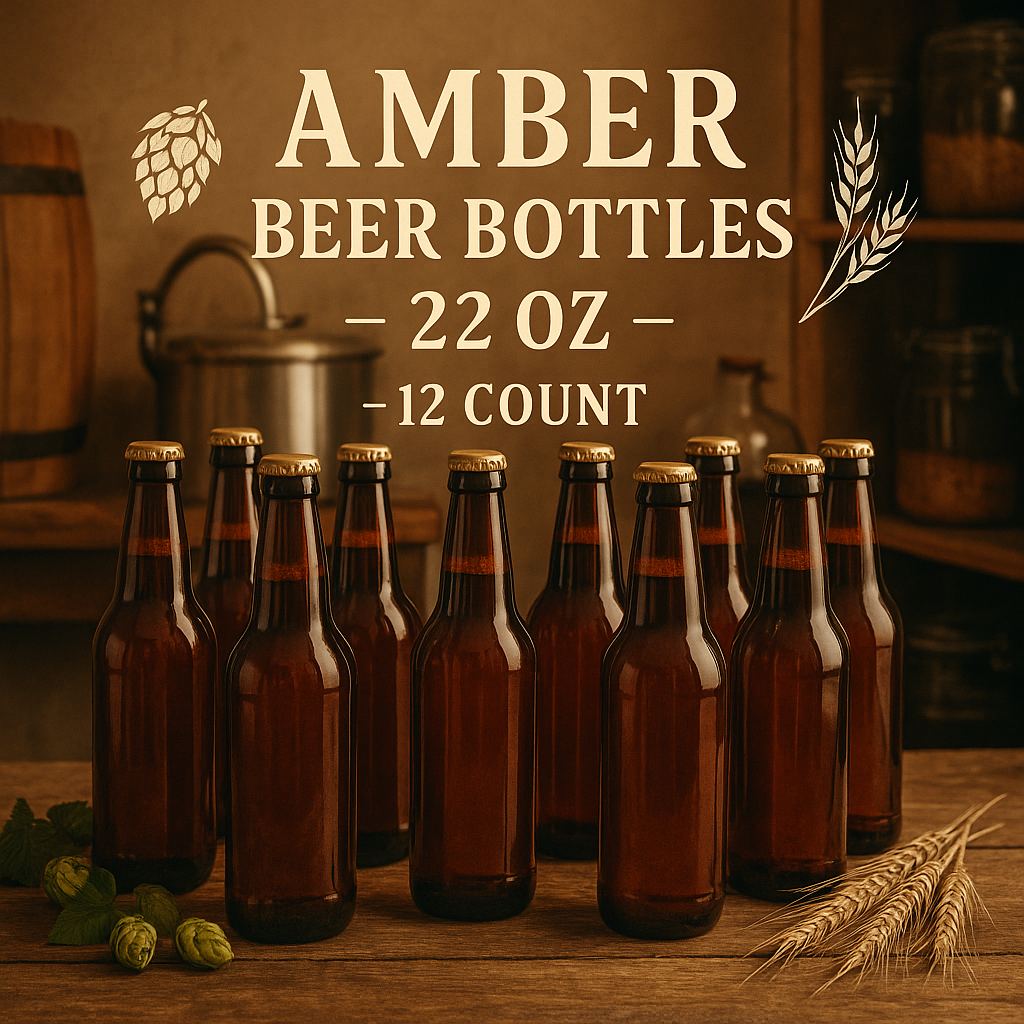 Amber Beer Bottles 22 Oz - 12 Count