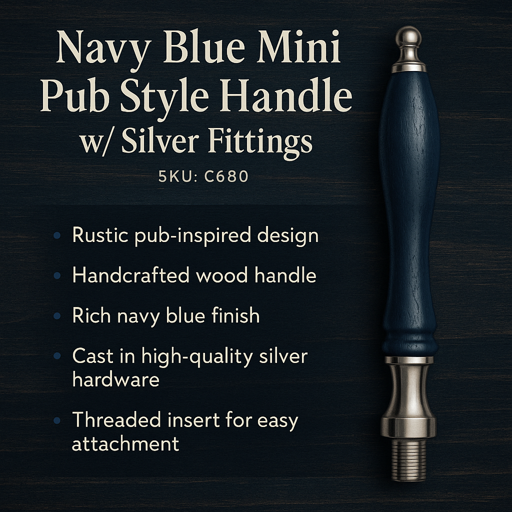Navy Blue Mini Pub Style Handle w/ Silver Fittings