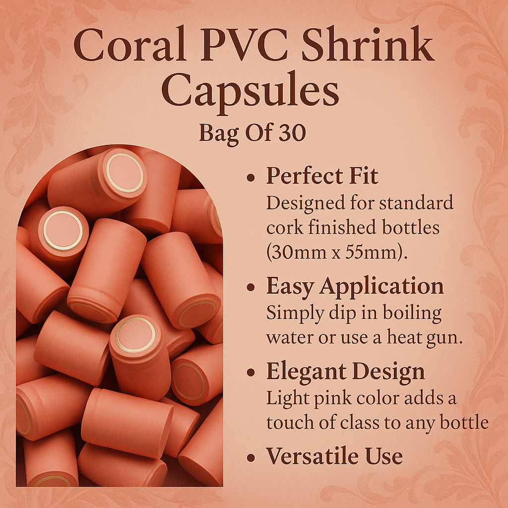Coral PVC Shrink Capsules (Bag Of 30)