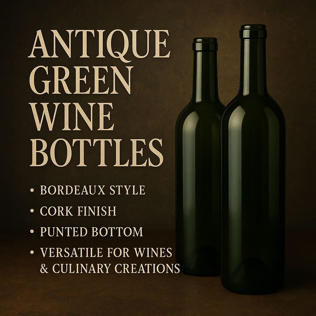 Antique Green Wine Bottles 375 mL - 12/Case