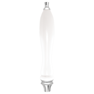 White Mini Pub Style Handle w/ Silver Fittings