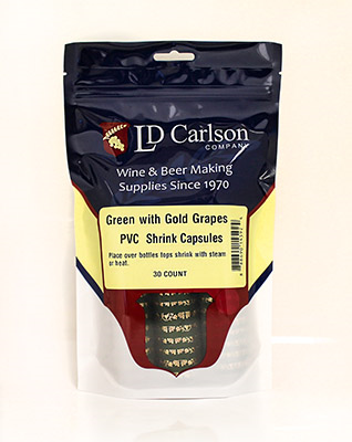 Green/Gold Grapes PVC Shrink Capsules (Bag Of 30)