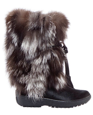 Pajar Fox Trot Black/Silver Fur Waterproof Boot - Made in Italy ...