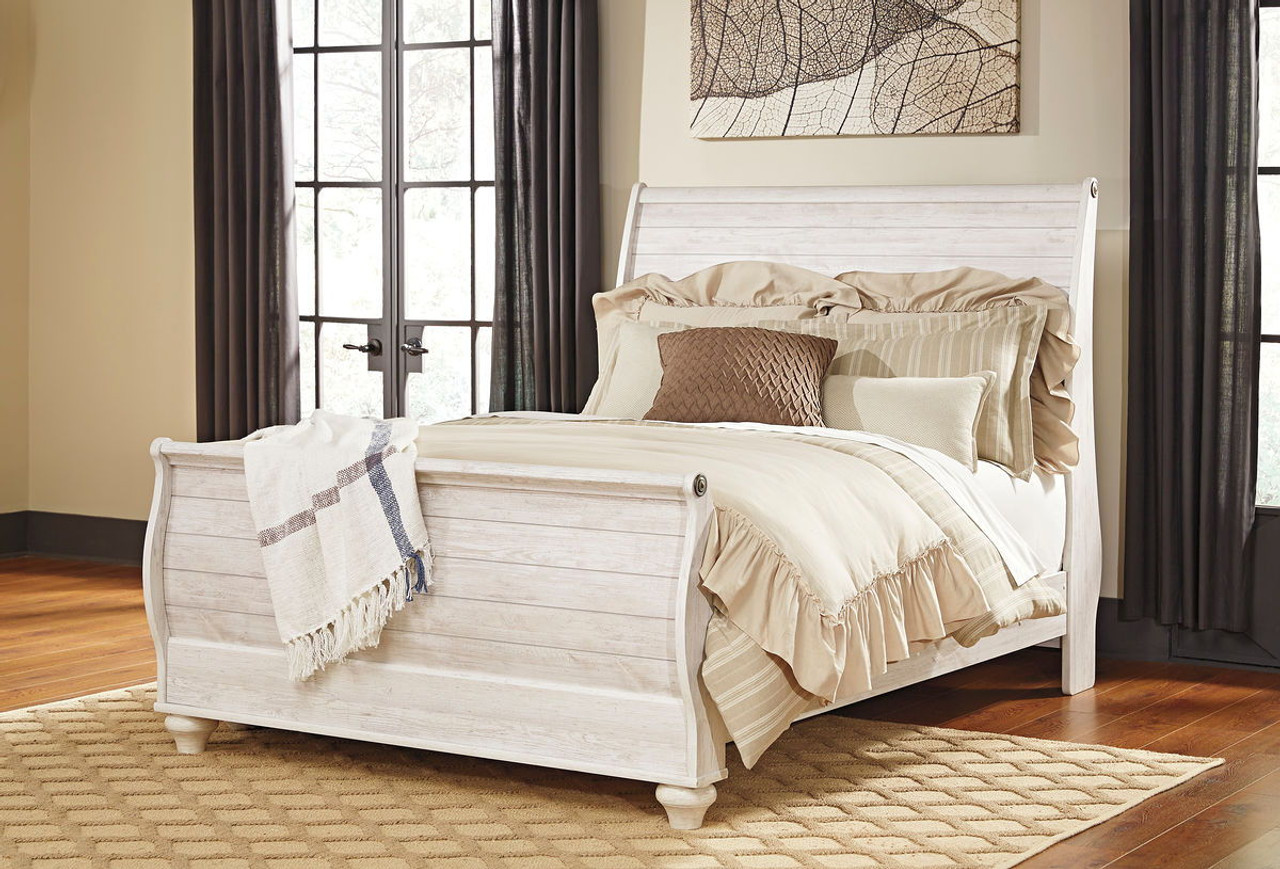 White sleigh bed frame store