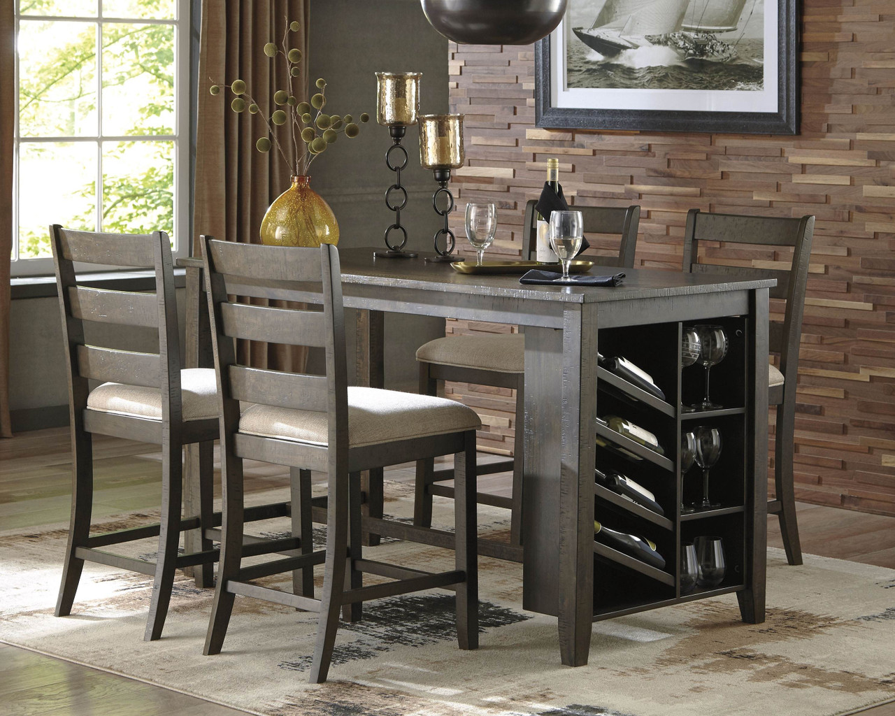 Counter height rectangular table with storage store
