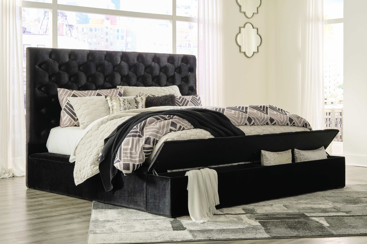 Black upholstered bed full store