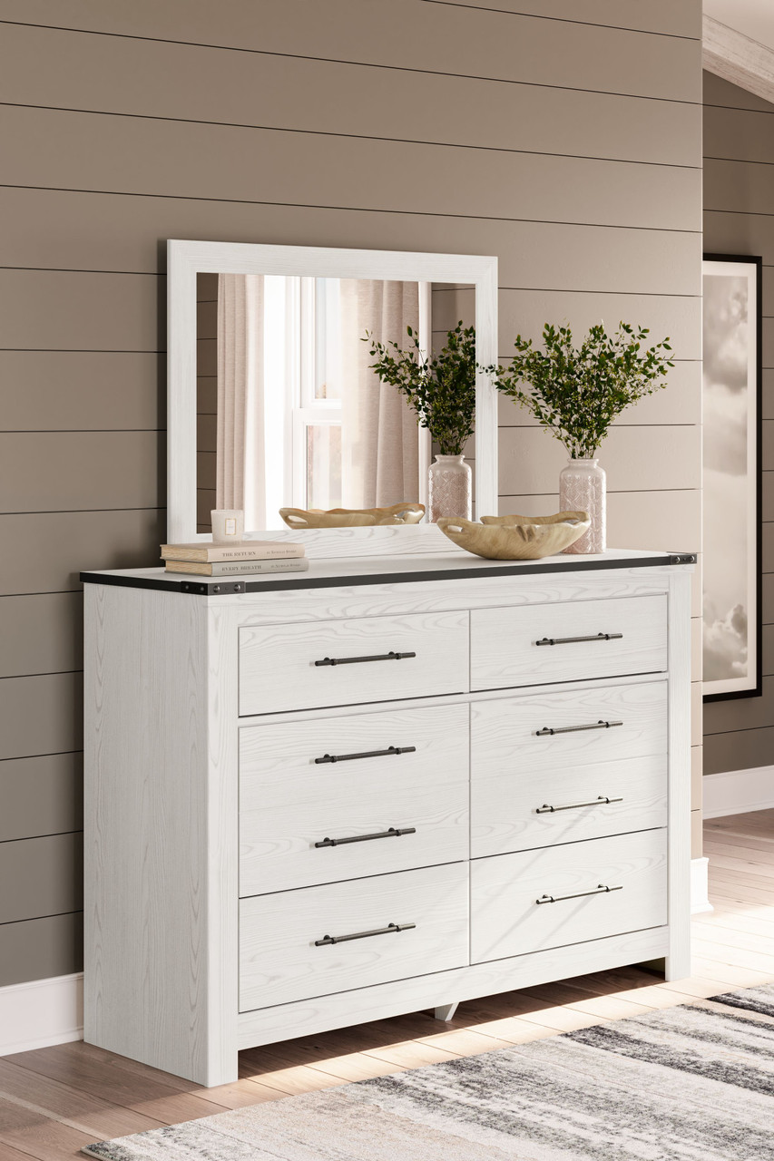 The Schoenberg White Dresser Mirror sold at Hilton Furniture serving Houston TX and surrounding areas