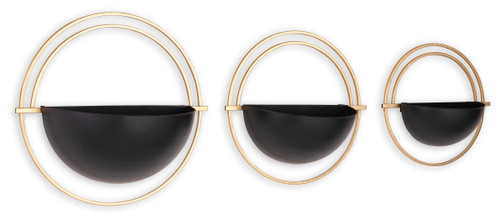 The Tobins Black/gold Finish Wall Planter Set (3/cn) sold at Hilton ...
