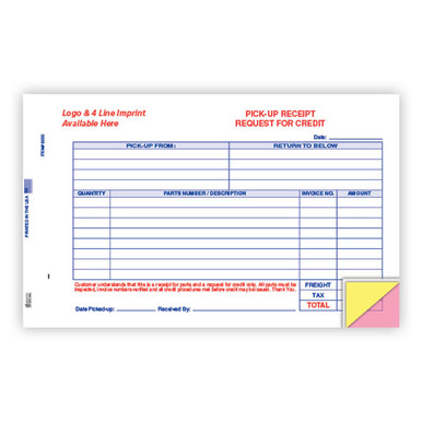 Automotive Service Products 6220-IMP Parts Pick-up Receipt (Imprinted ...