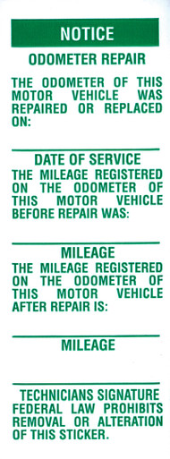 Odometer Replacement & Repair Sticker | Car Dealer Depot