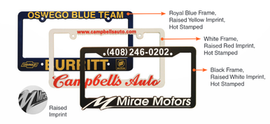 Black Plastic Custom License Plate Frames | Car Dealer Depot
