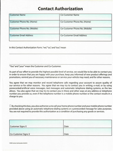 Shop Our Contact Authorization Forms | Car Dealer Depot