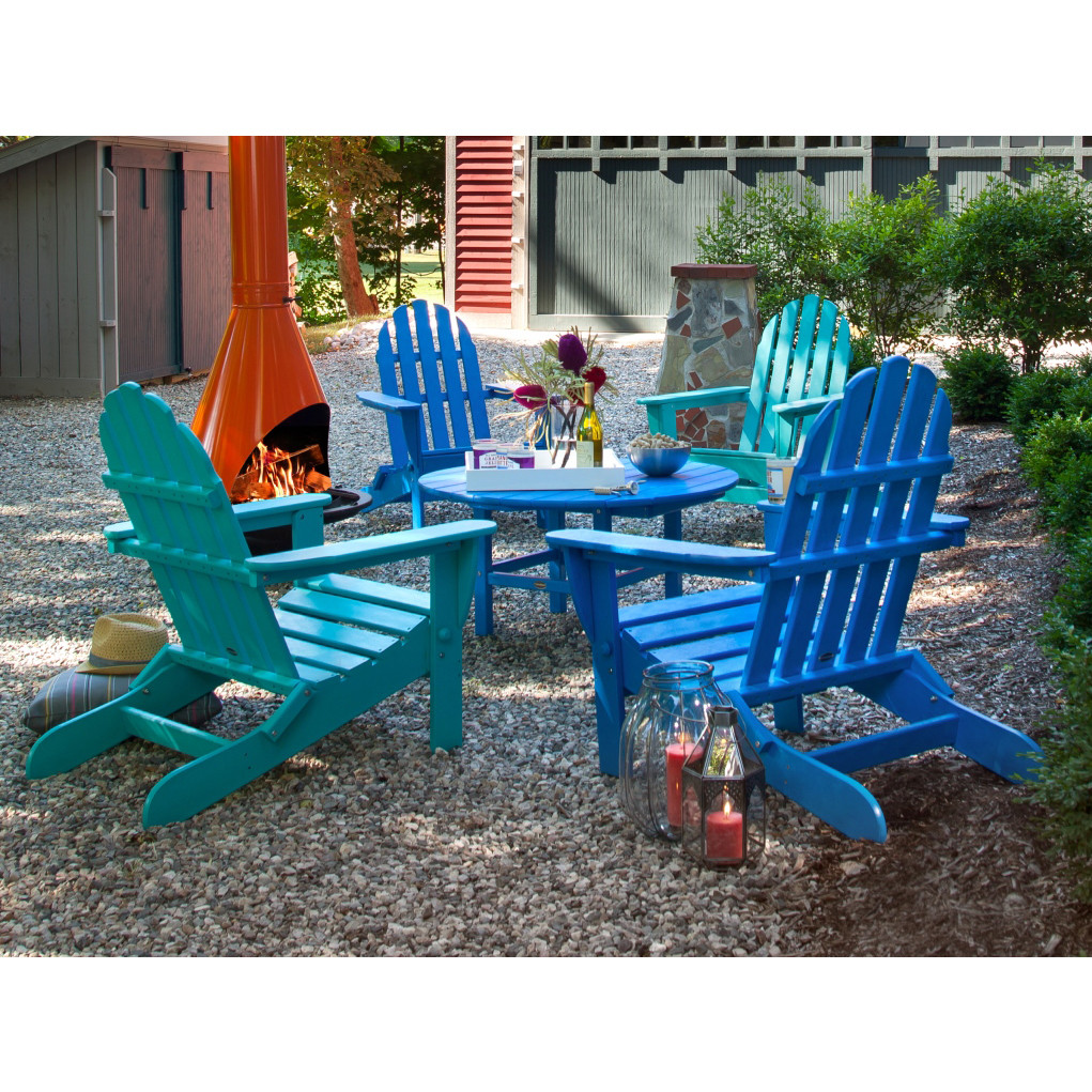 Polywood Conversation Adirondack Chairs (Set of 4) & Table