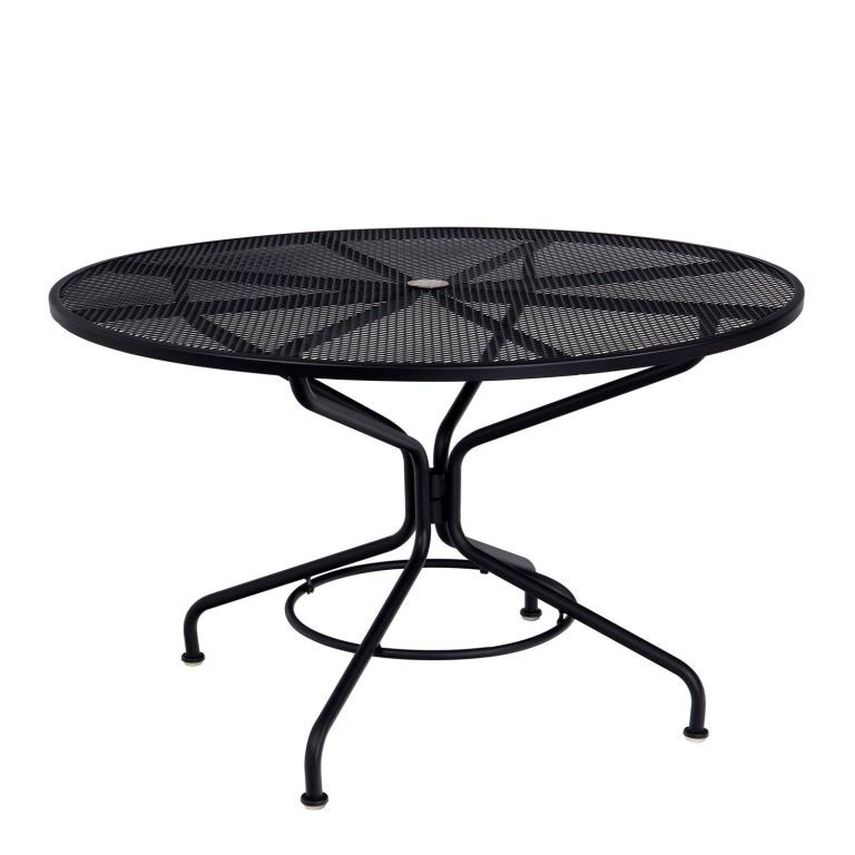 Woodard Mesh-Top Round Umbrella Dining Table 48"