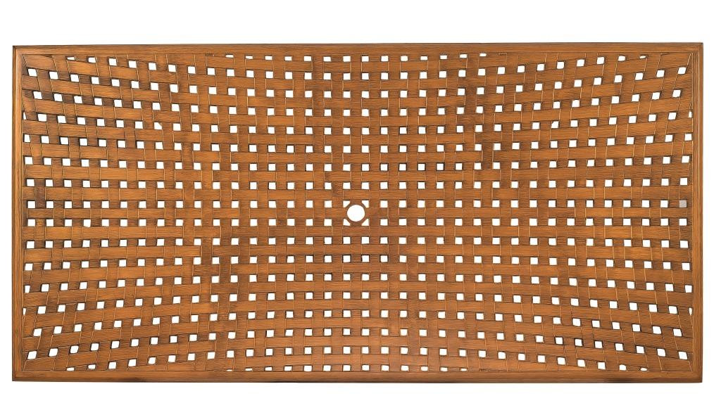 Woodard Aluminum Thatch Top Rectangular Umbrella Dining Table