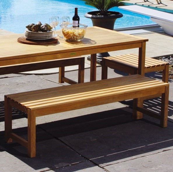 Backless Teak Bench - 2', 4', 5' & 6' | Outdoor Furniture Plus