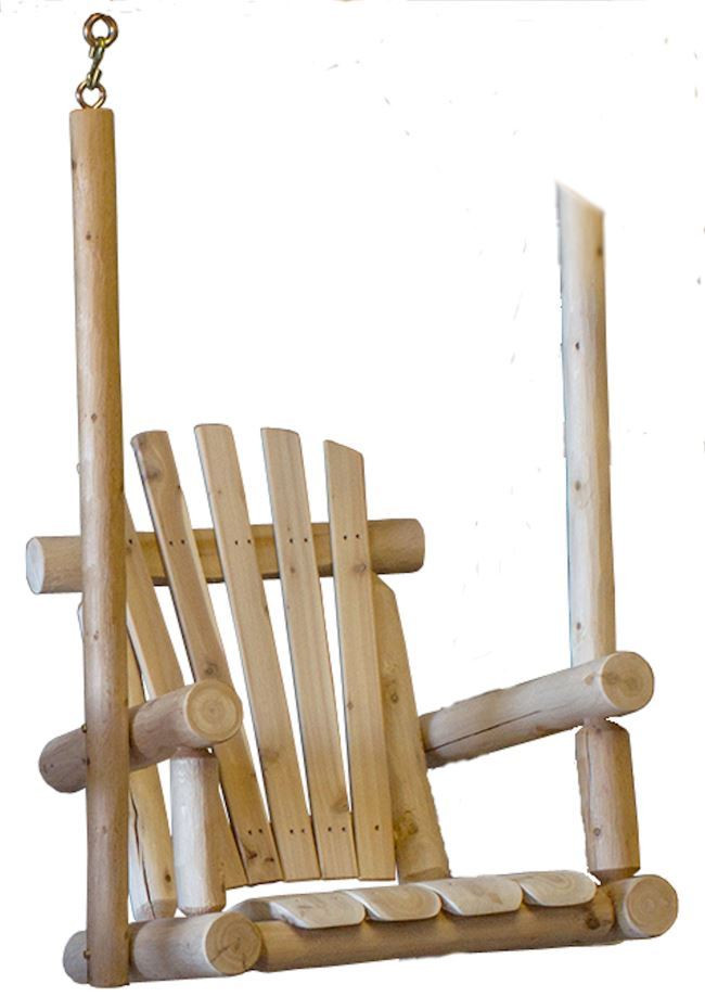 Rustic White Cedar Log Chair Porch Swing - Single