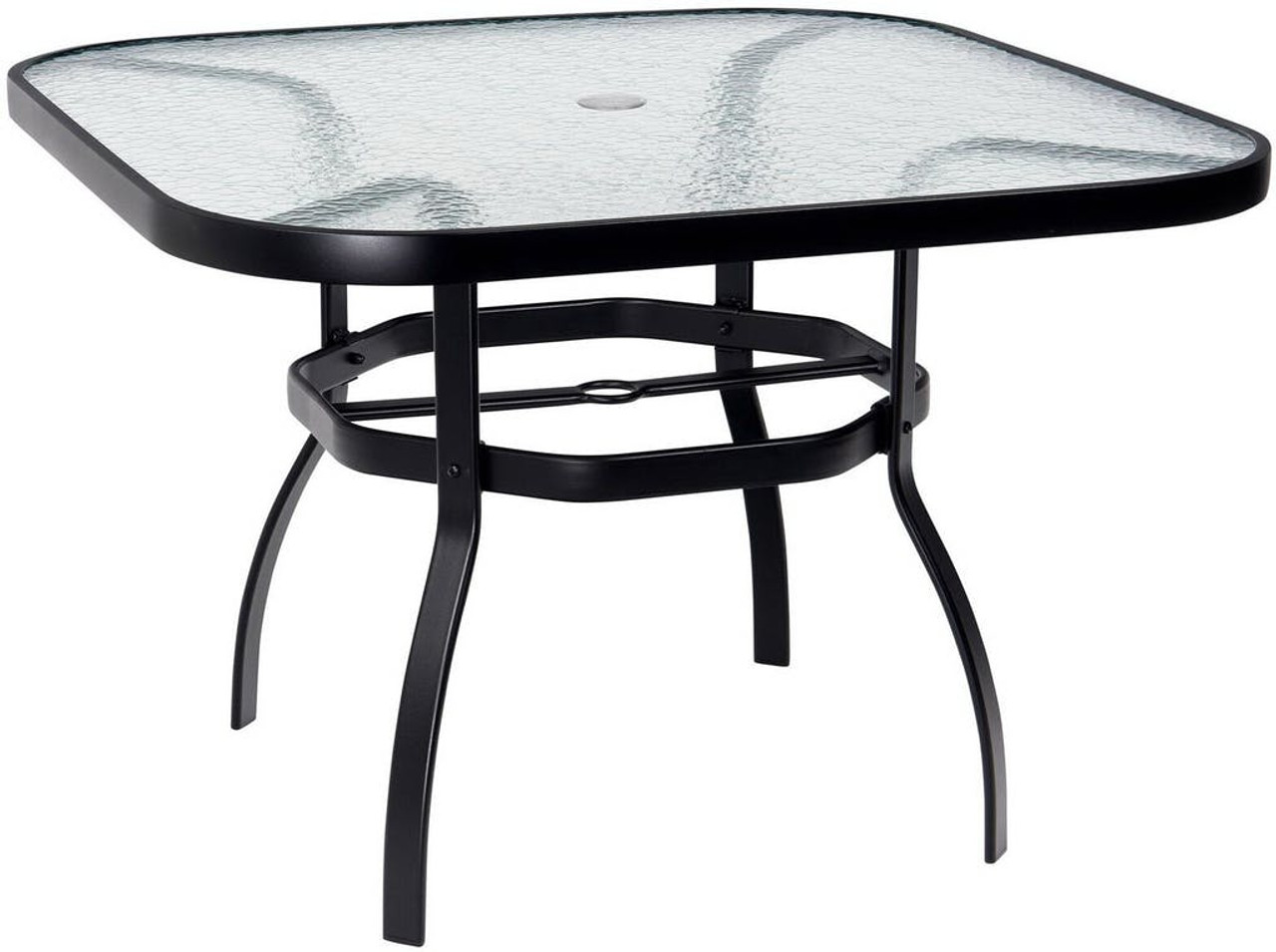Woodard Aluminum Deluxe Obscure Glass Top Dining Table