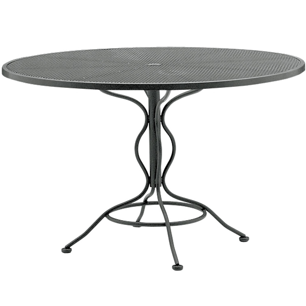 Woodard Wrought-Iron Mesh-Top Round Dining Table