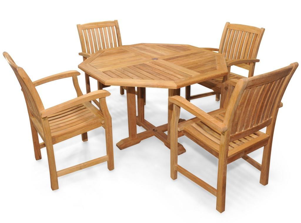 Regal Teak 6 Seat Dining Set with Arm Chairs & Octagonal Table