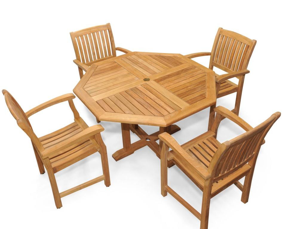 Regal Teak 6 Seat Dining Set with Arm Chairs & Octagonal Table