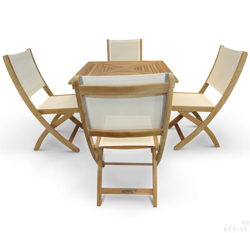Regal Teak 4 Seat Dining Set with Sling Armchairs
