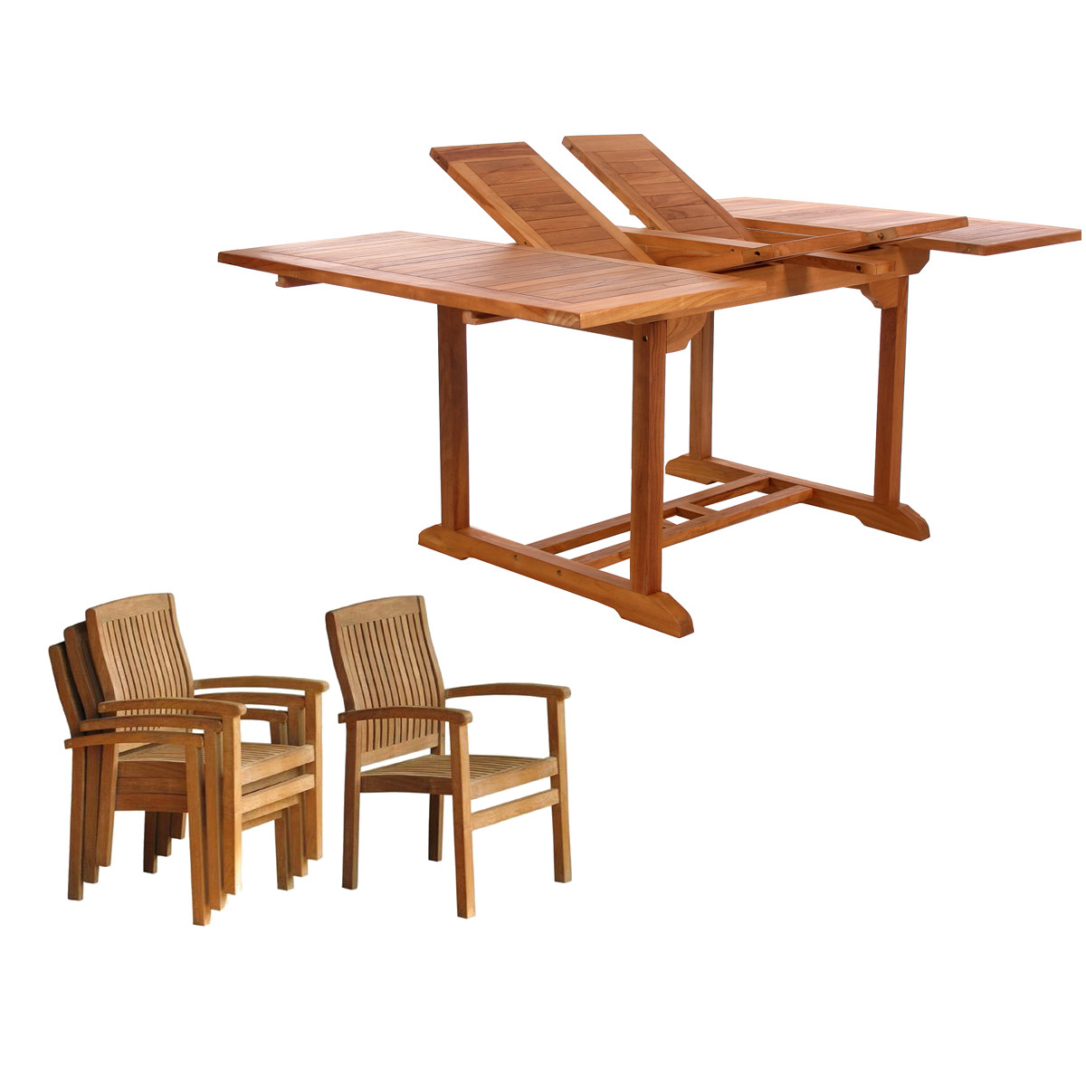 Java Teak Nine-Piece Oval Extension Table and Chair Set
