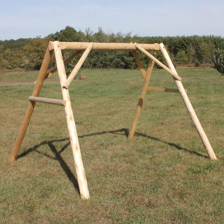 Rustic White Cedar Log Picket Swing Set Bench