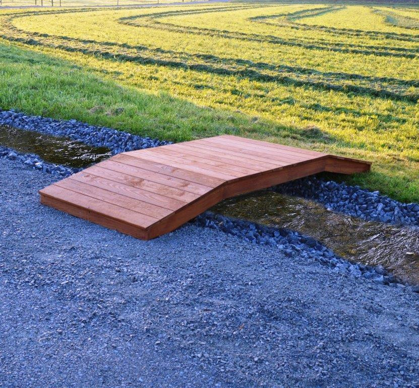 Traditional Wood Plank Garden Bridge - Pine