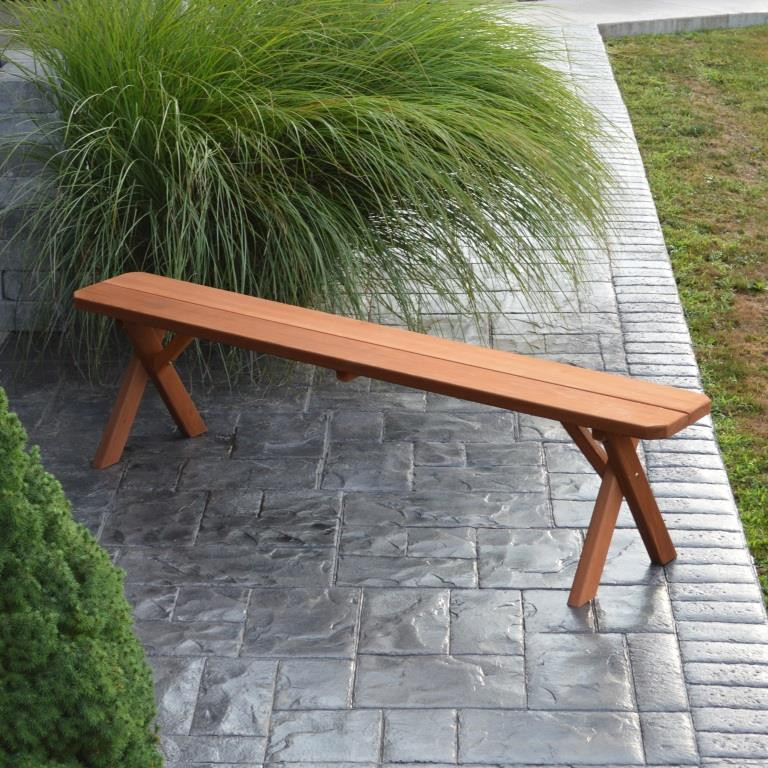 Cross-Leg Bench - 2' - 8'|Backless Cedar Wood Garden Bench